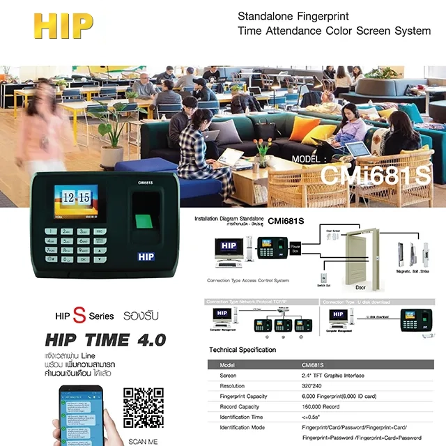 HIP เครื่องสแกนลายนิ้วมือ รุ่น CMi681S - https://www.hip.co.th/