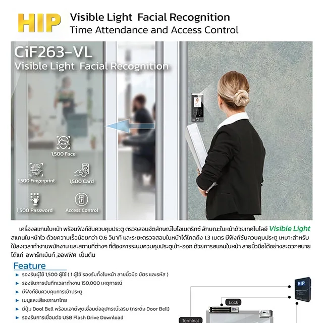 HIP เครื่องสแกนใบหน้า รุ่น CiF263-VL